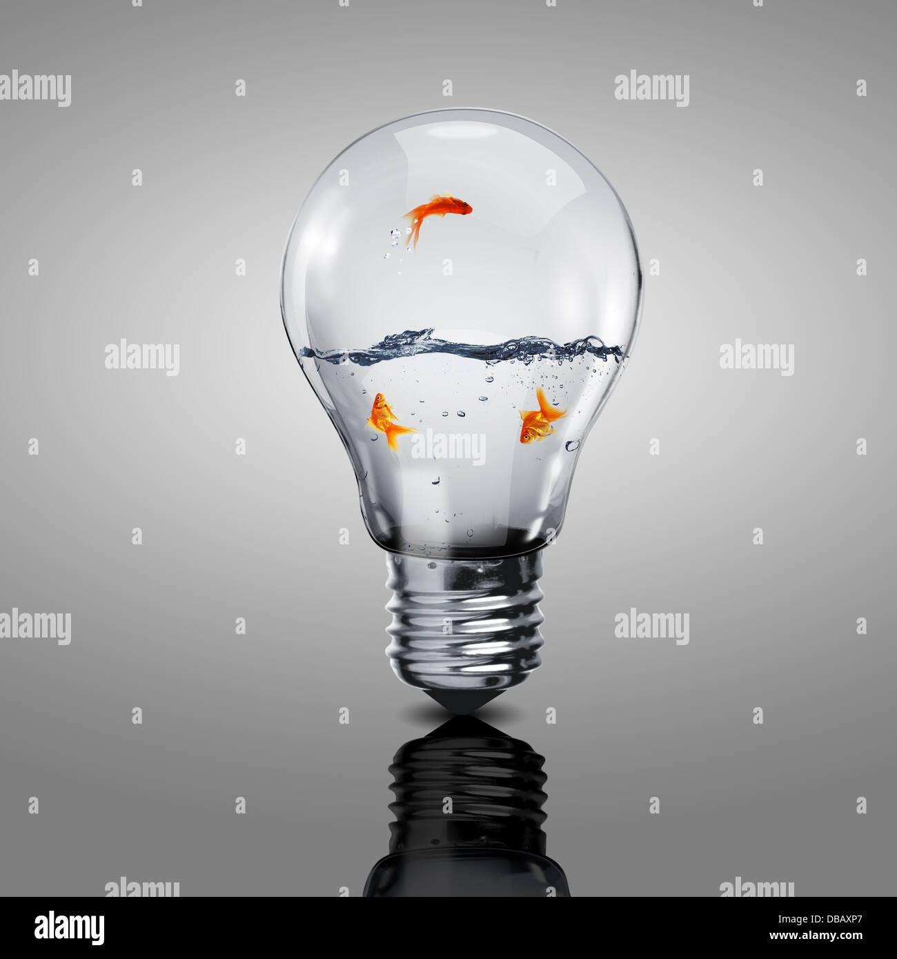 Gold fish inside an electric bulb Stock Photo - Alamy