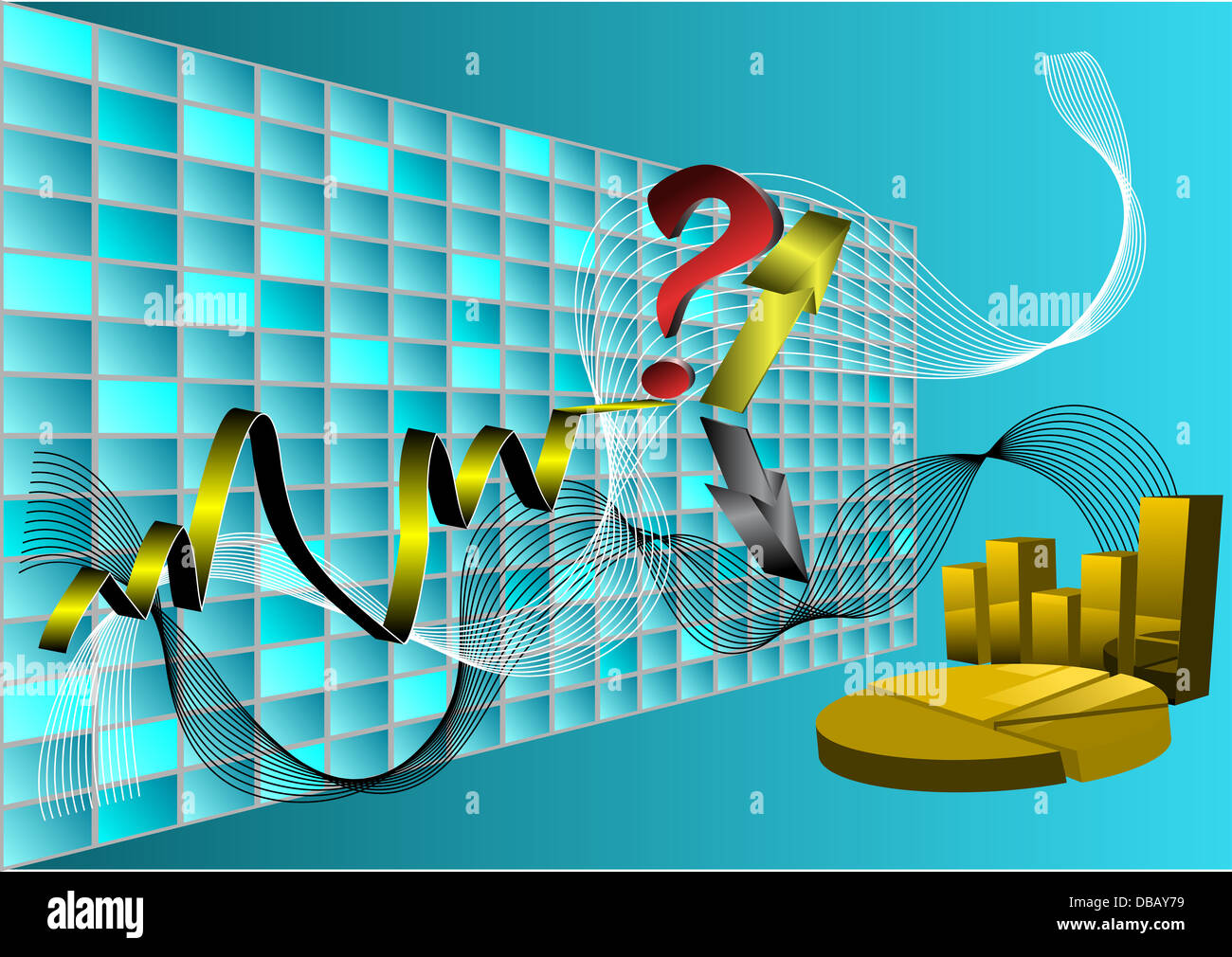graph with forecast question Stock Photo - Alamy