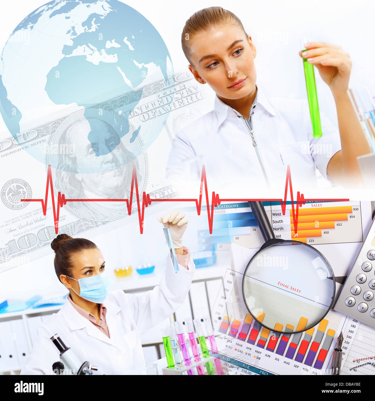 Collage with scientist in laboratory Stock Photo - Alamy