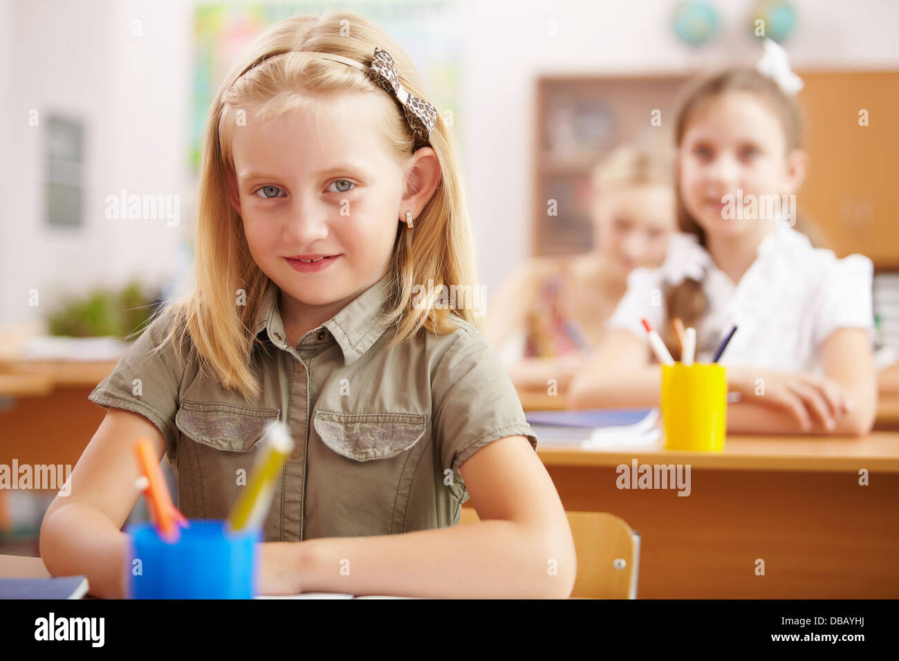 Little girl at school class Stock Photo - Alamy