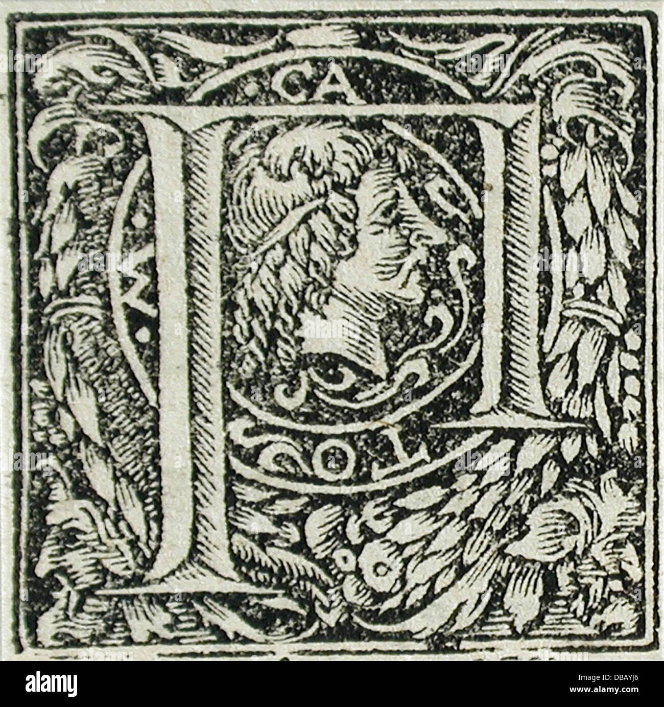 A set of ornamental letters (M, P, Q) featuring intricate design and ...