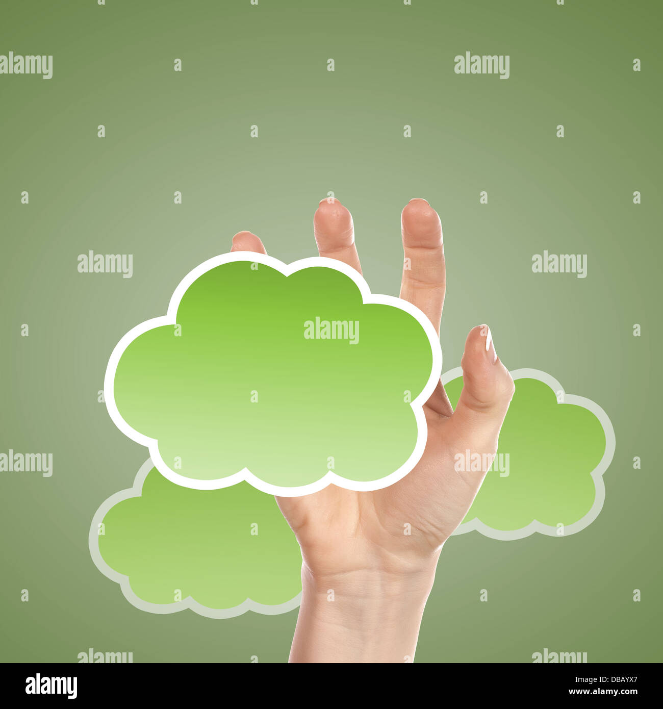 Hand with cloud computing symbol Stock Photo - Alamy