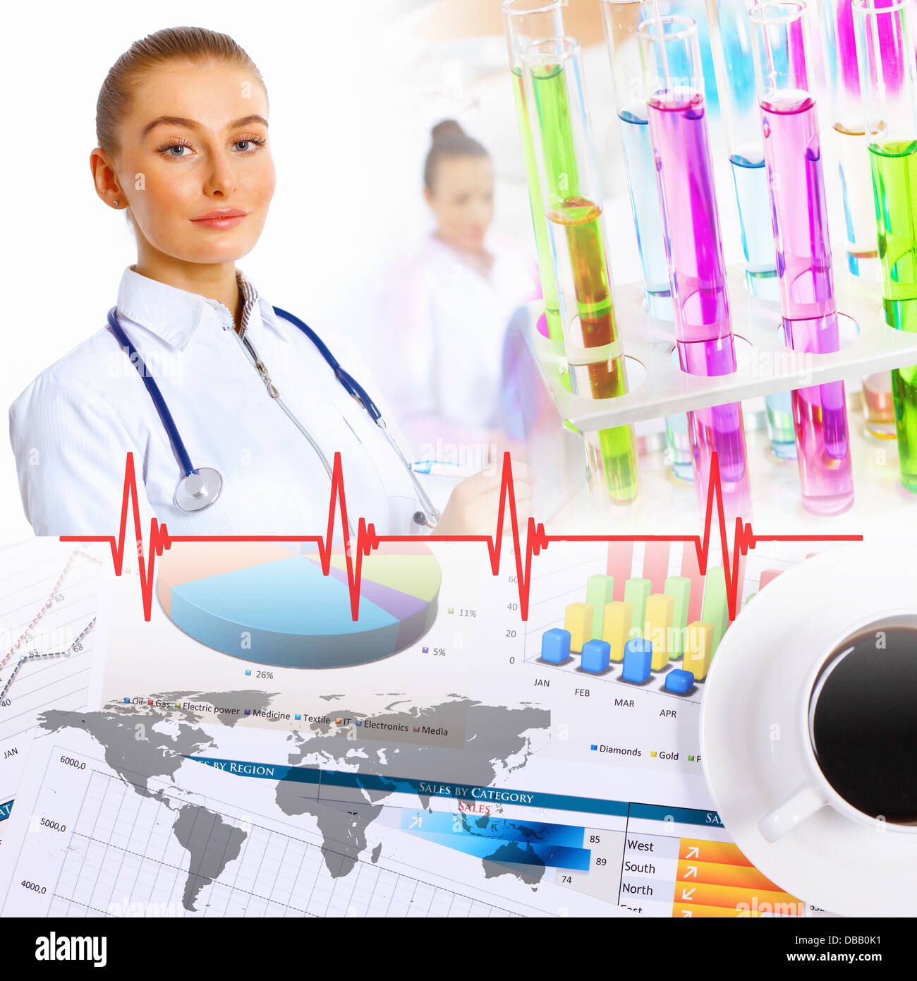 Collage with scientist in laboratory Stock Photo - Alamy