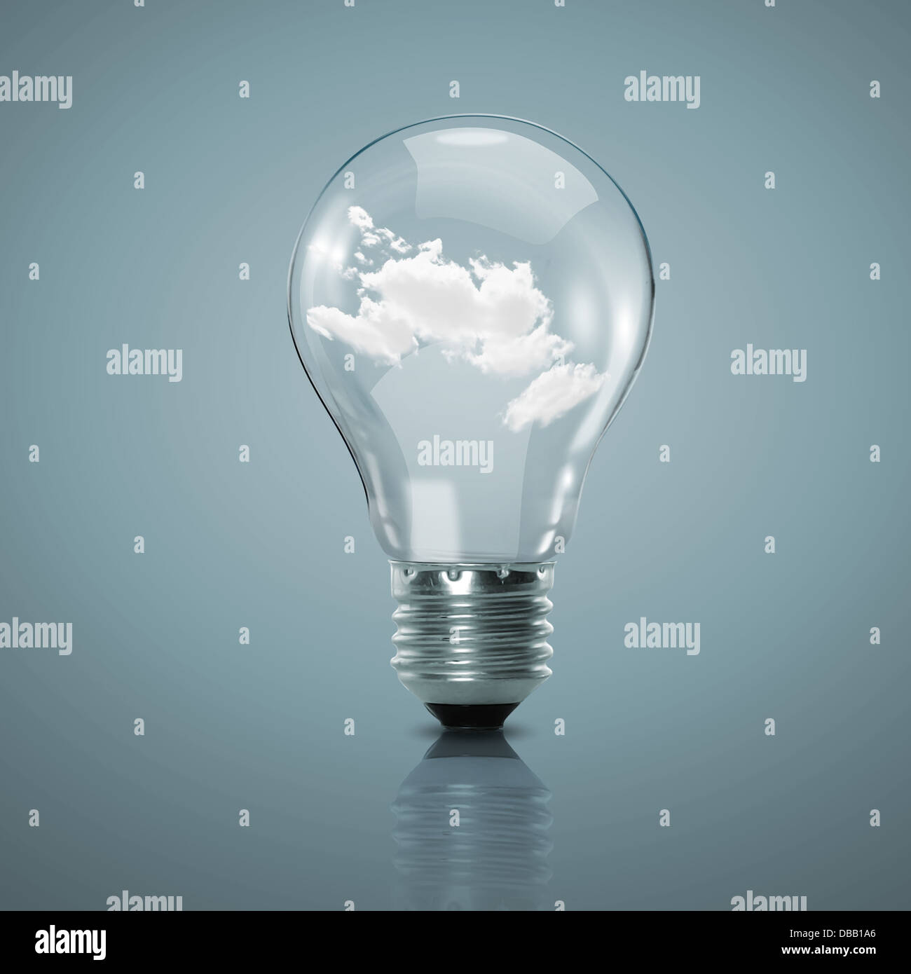 Electric light bulb and blue sky inside it Stock Photo - Alamy