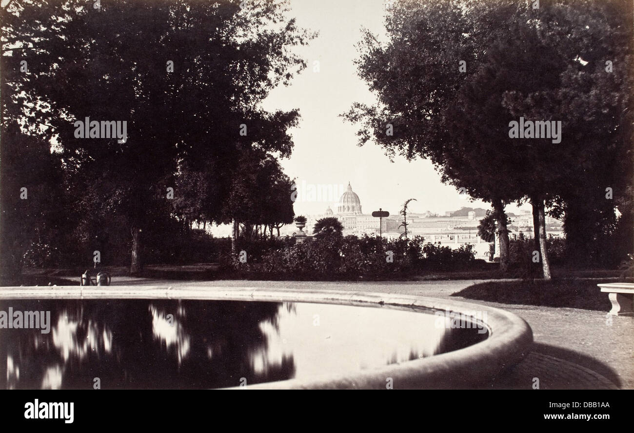 This painting offers a view of St. Peter's from Pincian Hill, capturing ...
