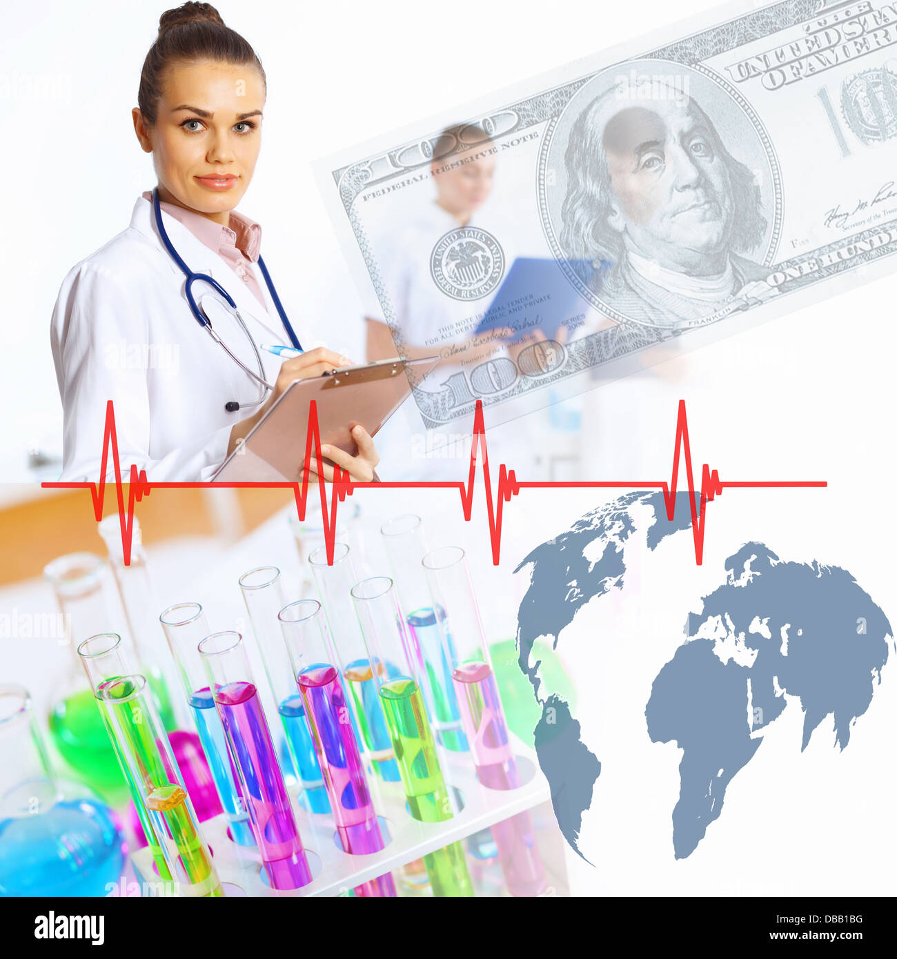 Collage with scientist in laboratory Stock Photo - Alamy