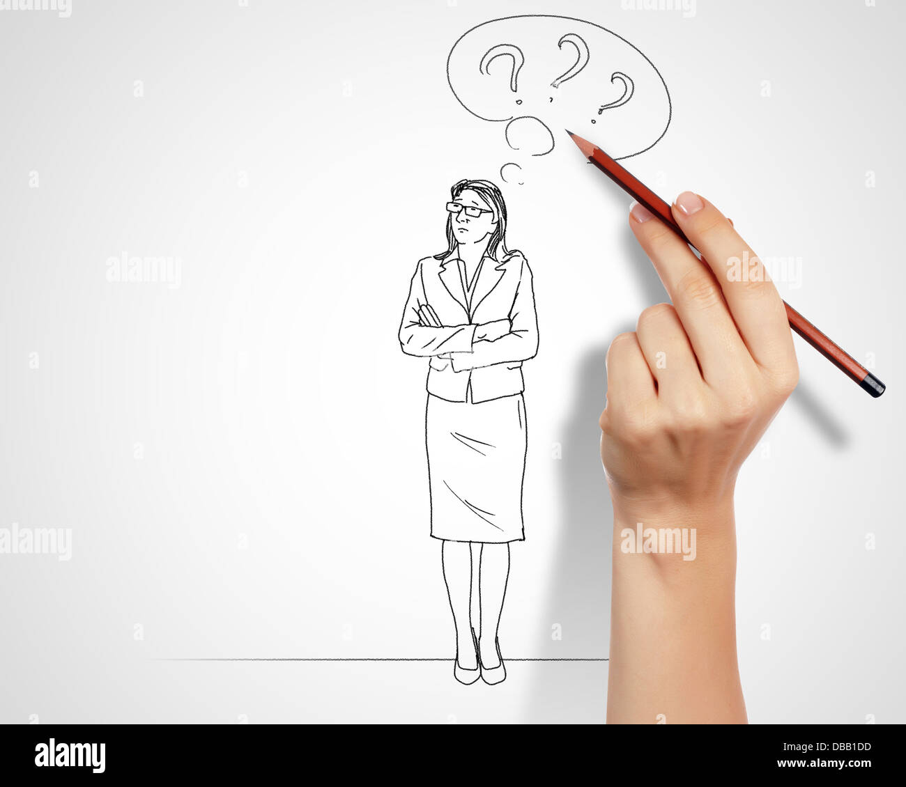 Questions and challenges in business drawing Stock Photo - Alamy