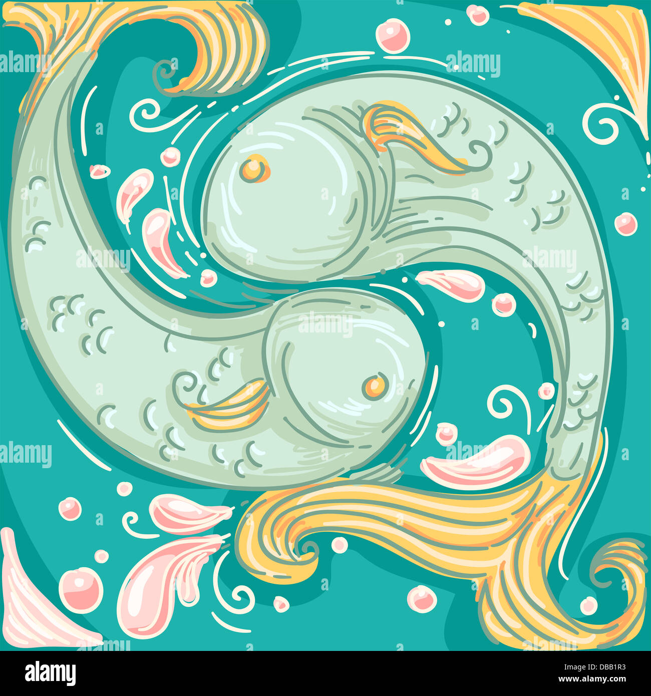 Illustration of Fishes for Pisces Design Stock Photo - Alamy