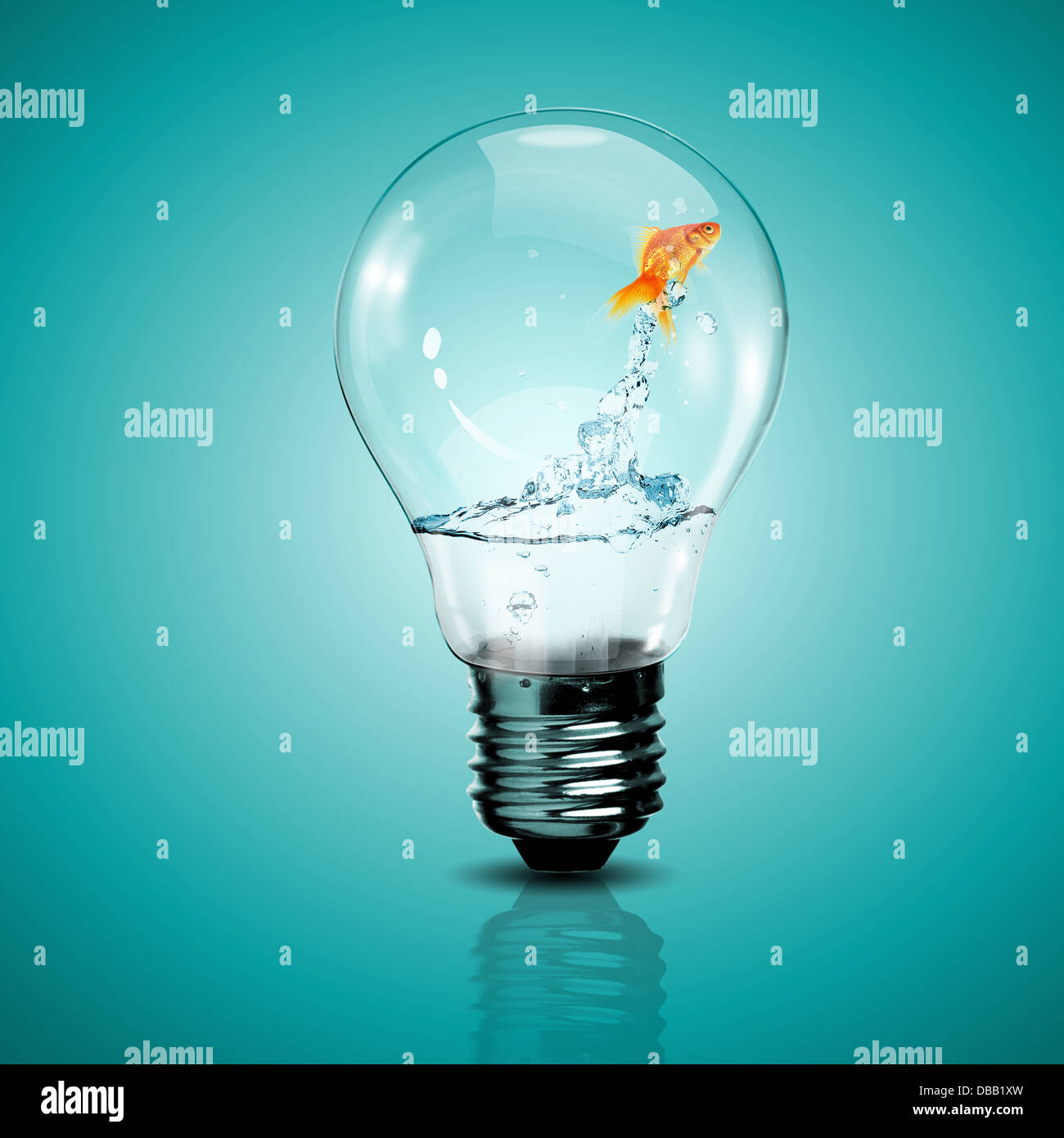 Gold fish inside an electric bulb Stock Photo - Alamy