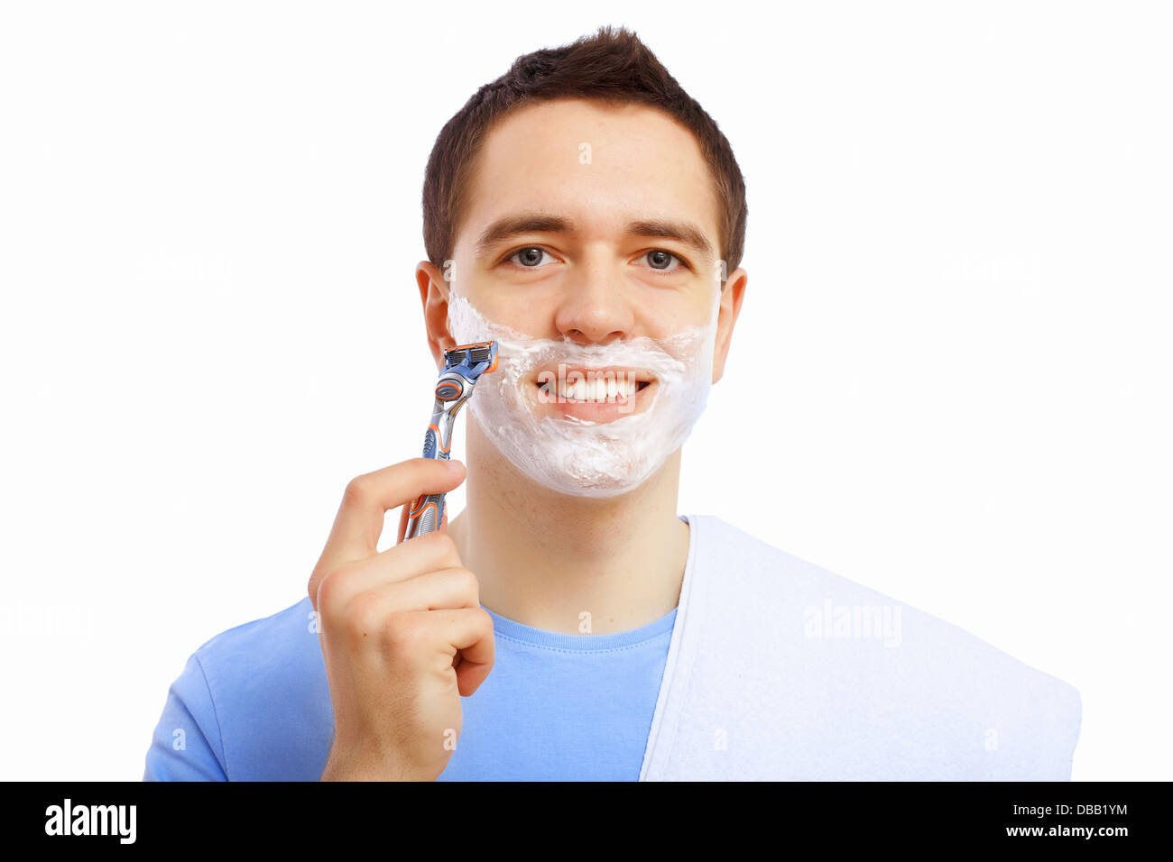 Young man at home shaving himself Stock Photo - Alamy