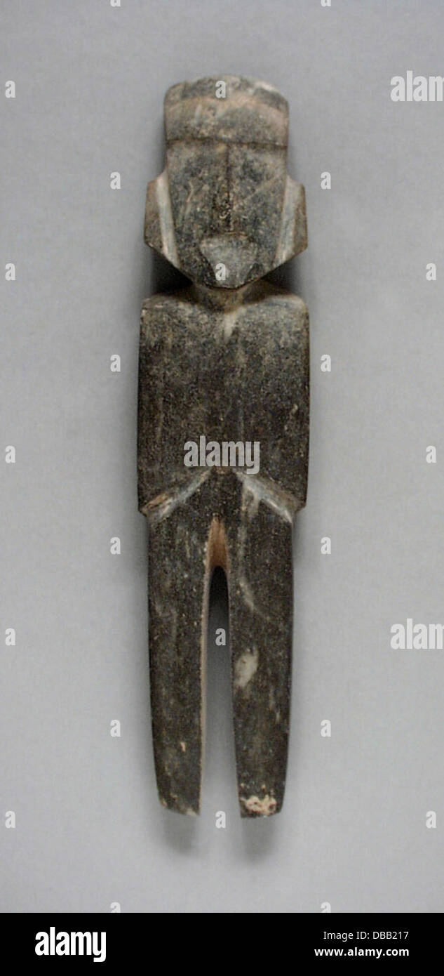 This sculpture depicts a male figure standing in a classical pose ...