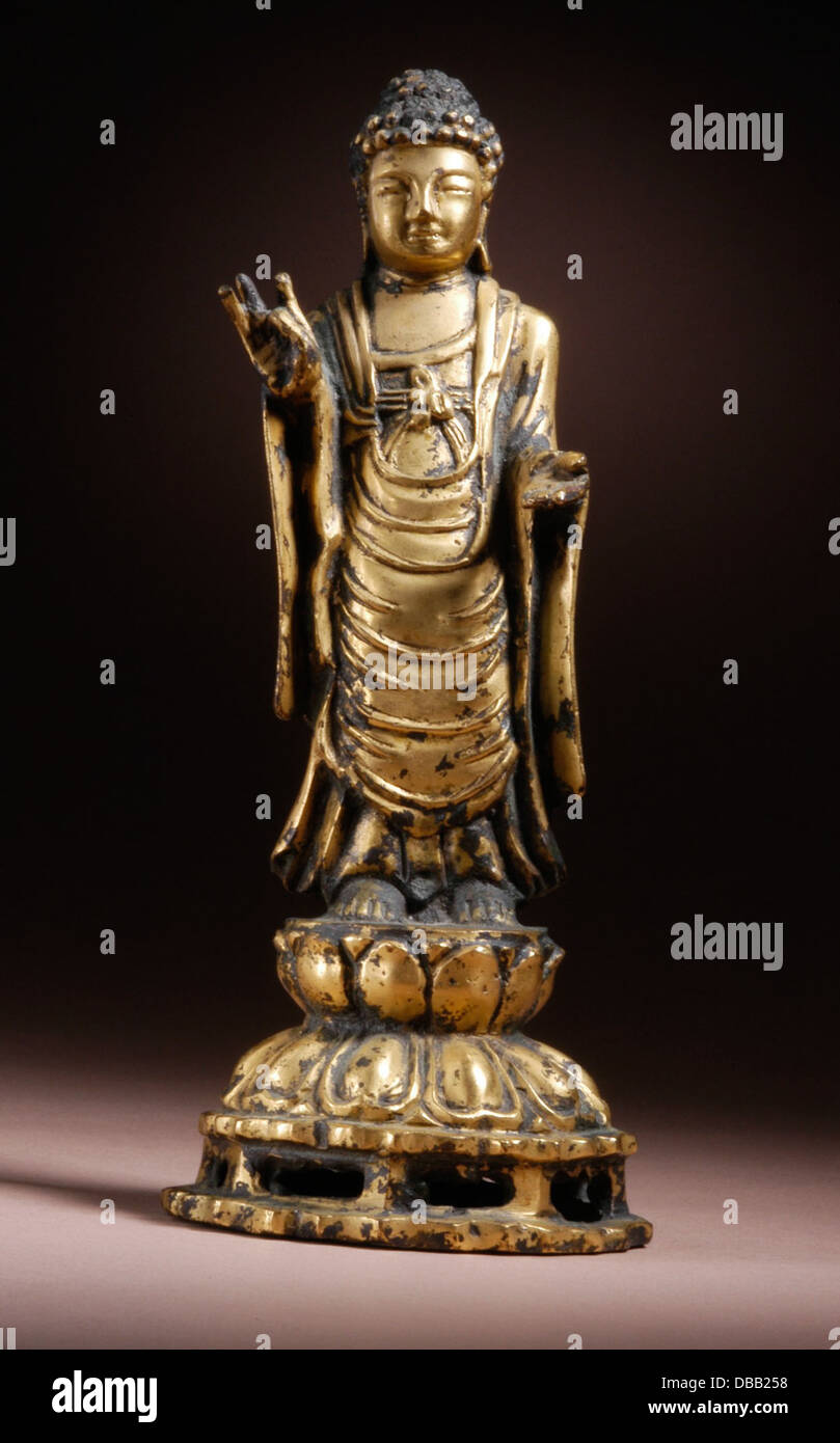 The sculpture of Standing Shakyamuni Buddha represents a key figure in ...