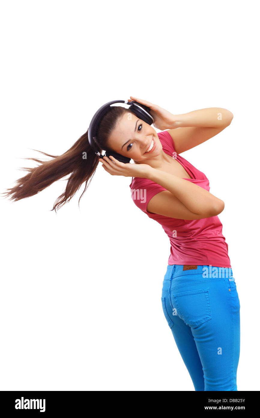 Happy smiling girl dancing Stock Photo - Alamy