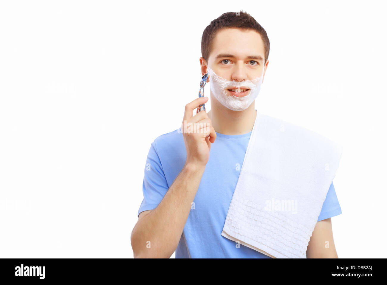 Young man at home shaving himself Stock Photo - Alamy