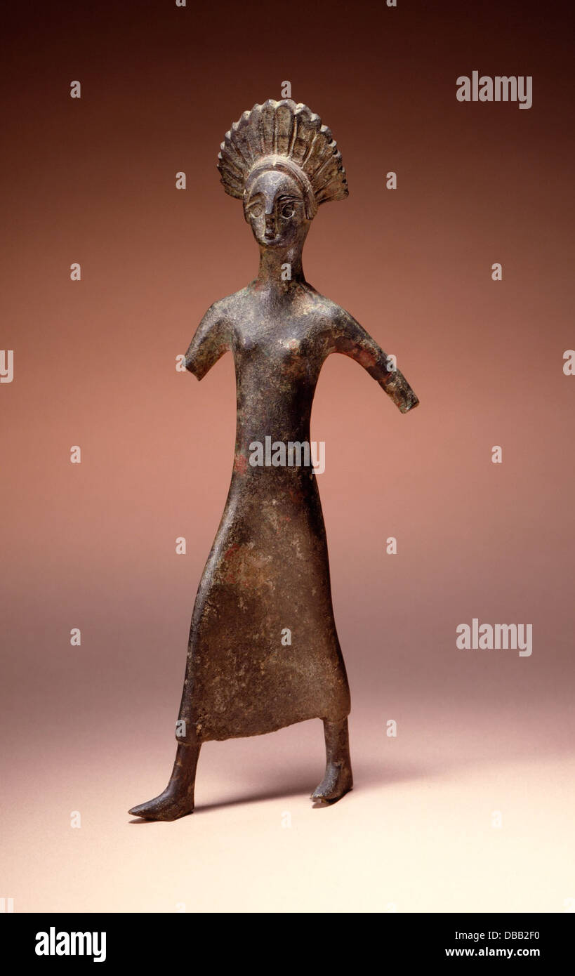This sculpture depicts a striding female figure, showcasing dynamic ...