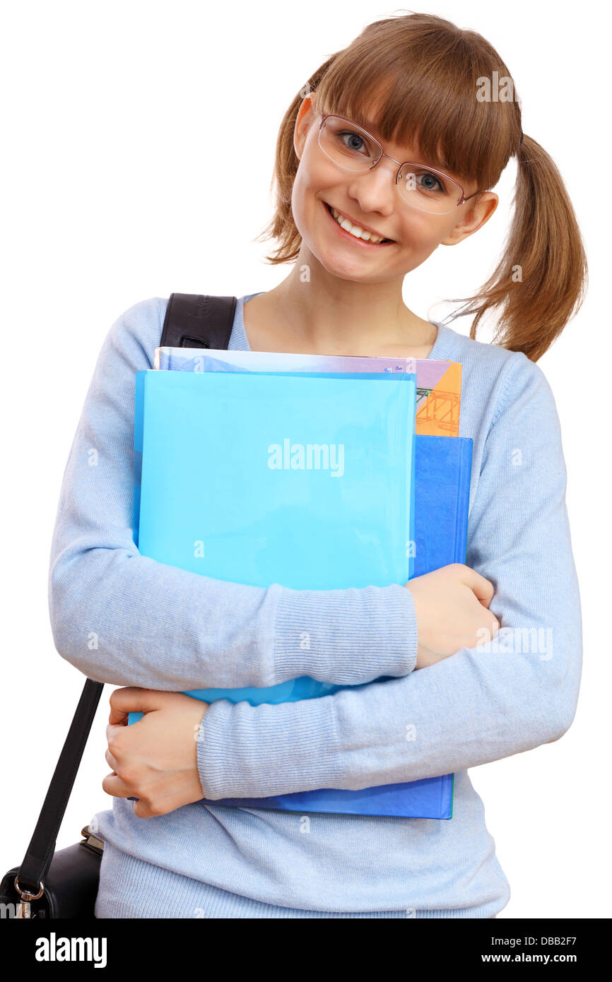 Happy student with books Stock Photo - Alamy