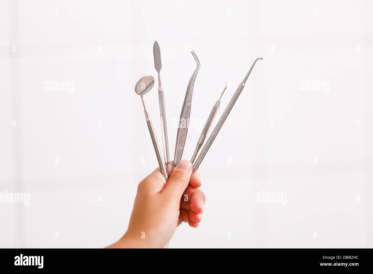 Set of metal dental equipment Stock Photo - Alamy