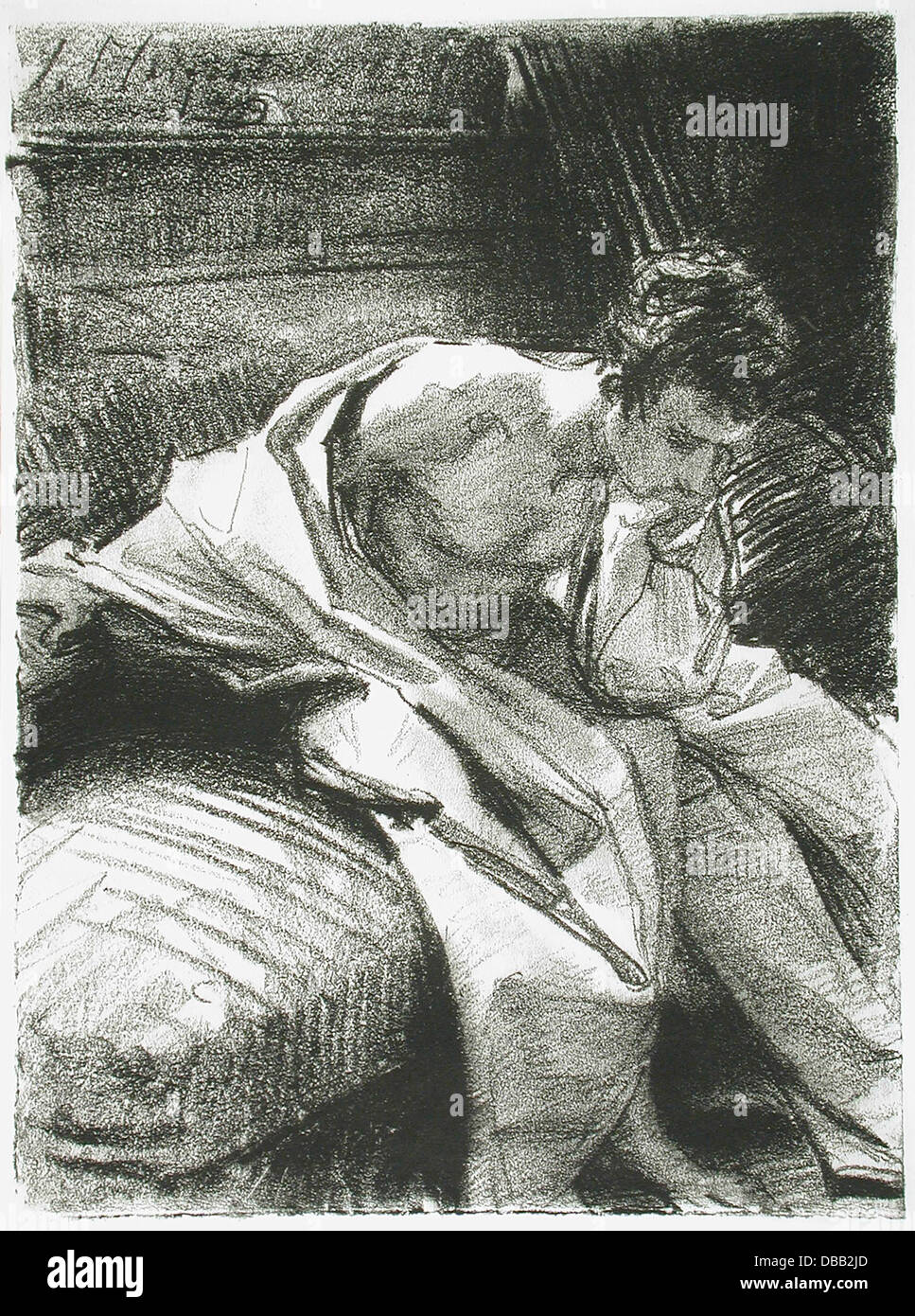 This seated figure study represents a young man, showcasing the artist ...