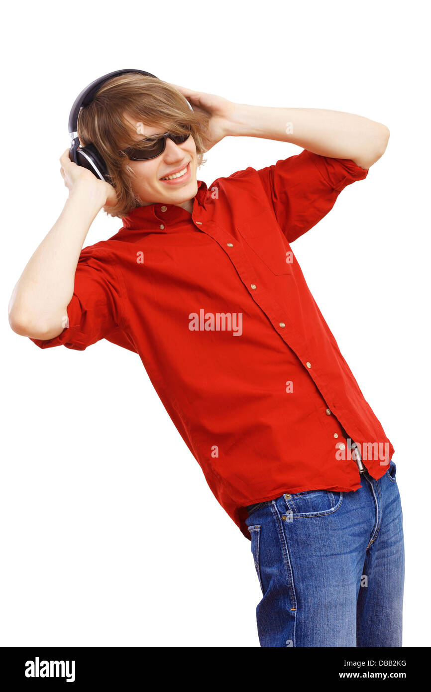 Happy smiling young man dancing Stock Photo - Alamy