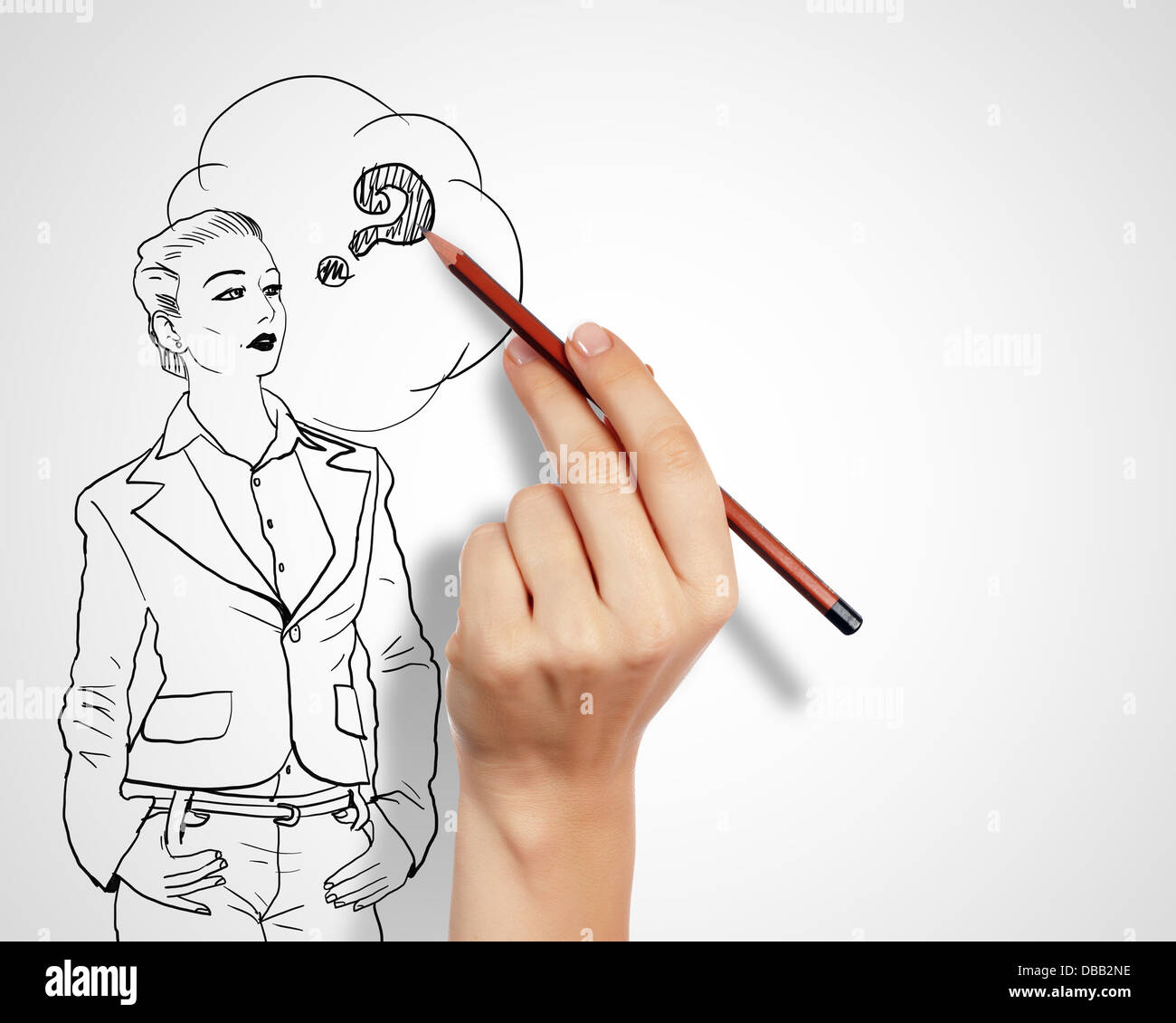 Questions and challenges in business drawing Stock Photo - Alamy