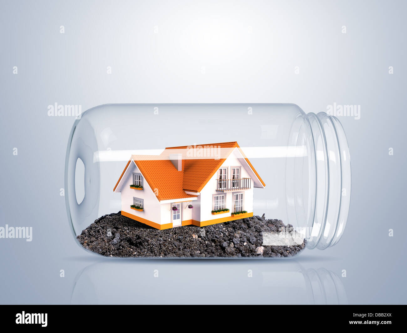 House inside glass jar Stock Photo - Alamy