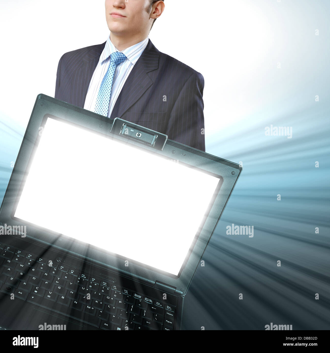Image of notebook with shining screen Stock Photo - Alamy