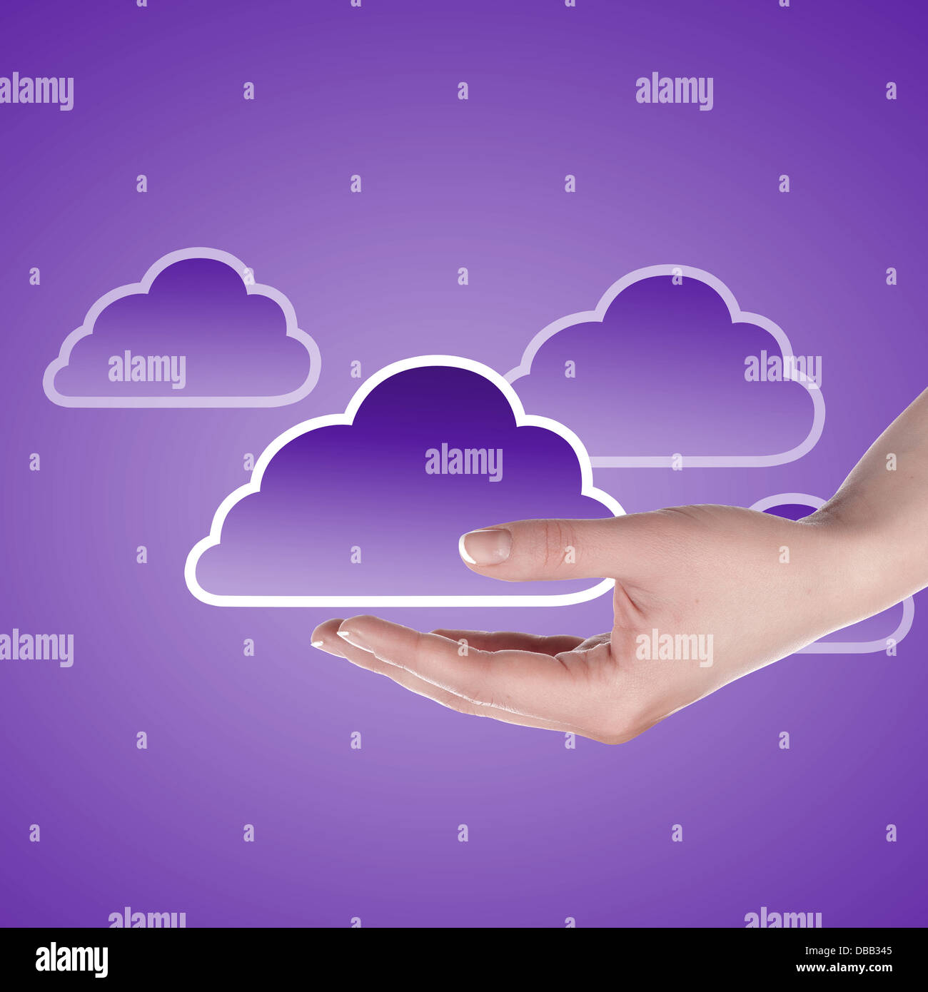 Hand with cloud computing symbol Stock Photo - Alamy