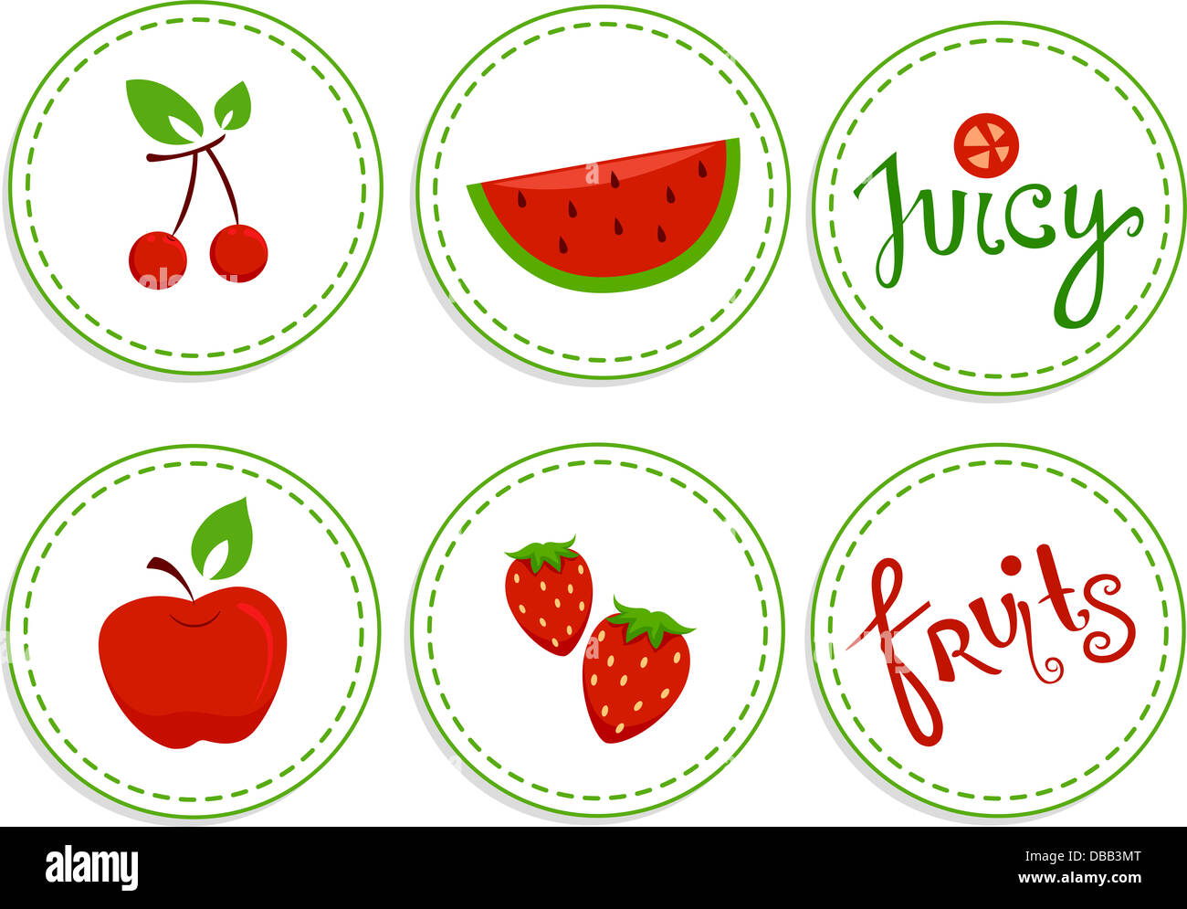 Illustration of Red Fruits Sticker Designs Stock Photo - Alamy