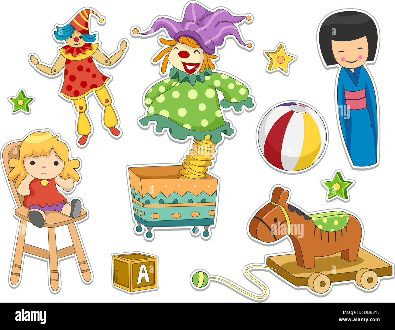 Illustration of Different Toys Stickers Stock Photo - Alamy