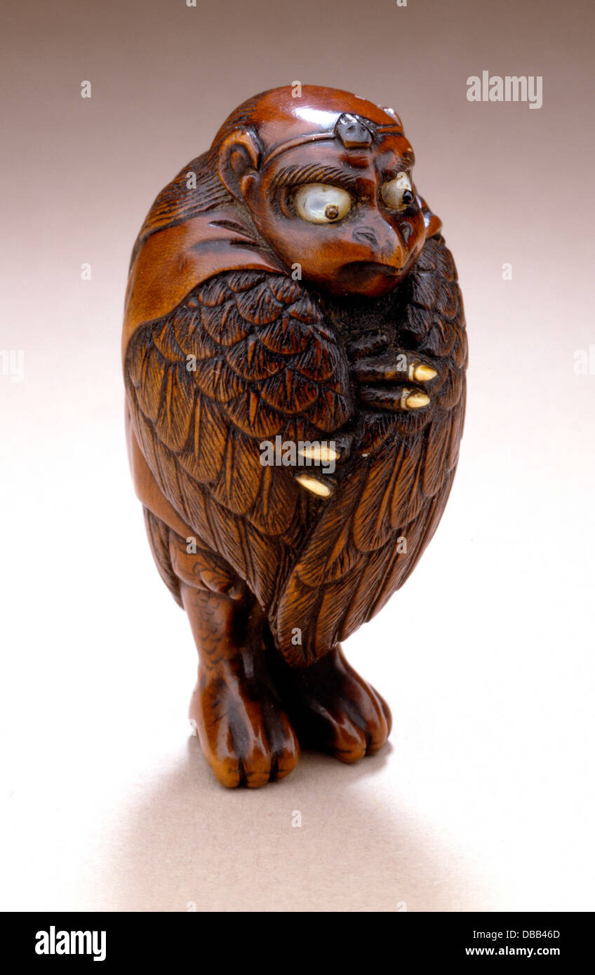This piece represents Tengu, a mythical figure in Japanese folklore ...