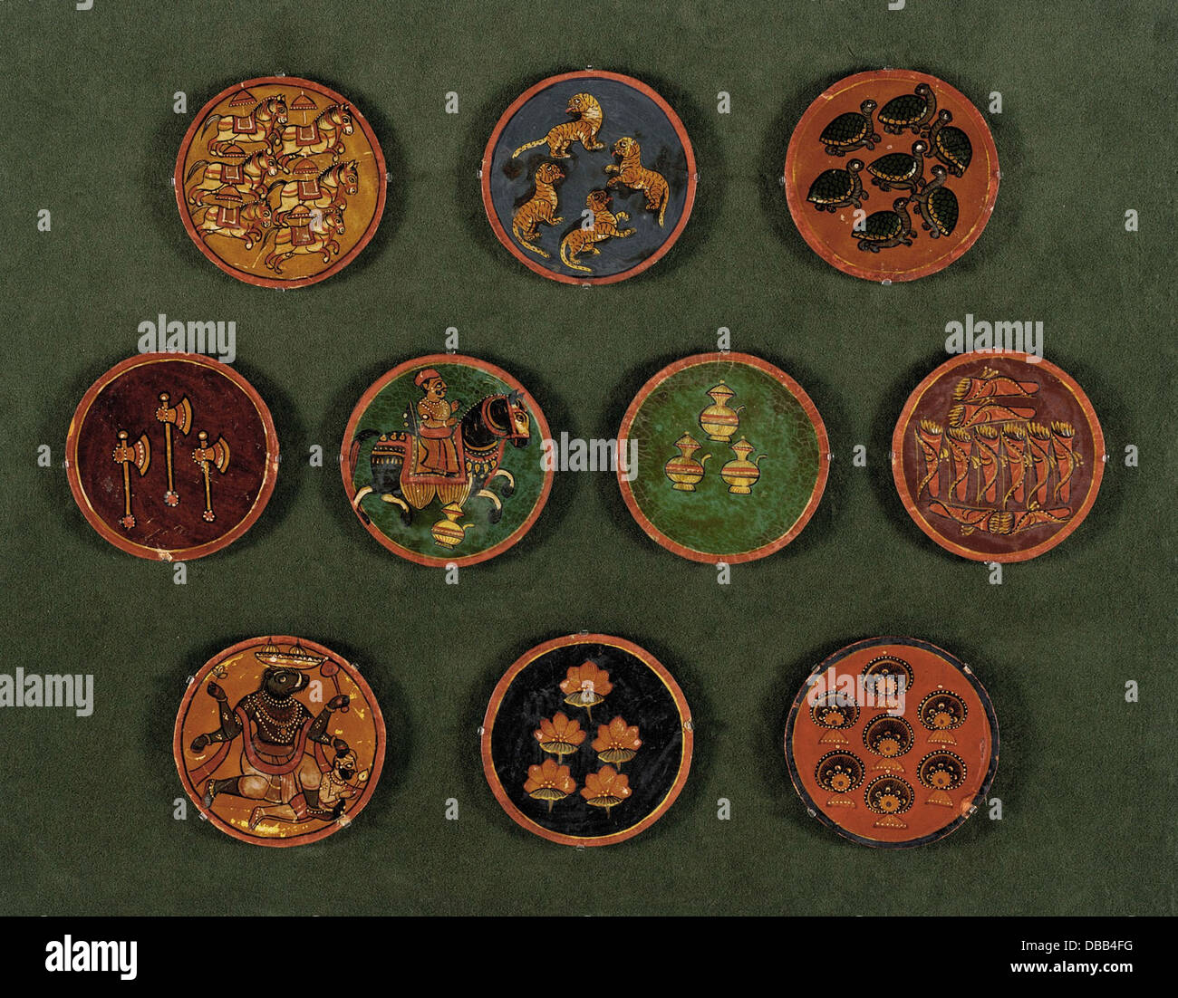 A set of ten Ganjifa playing cards, part of LACMA's collection. These ...