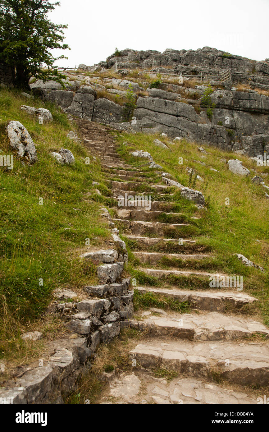 Steps at Malham Cove cliff face Yorkshire UK Stock Photo - Alamy