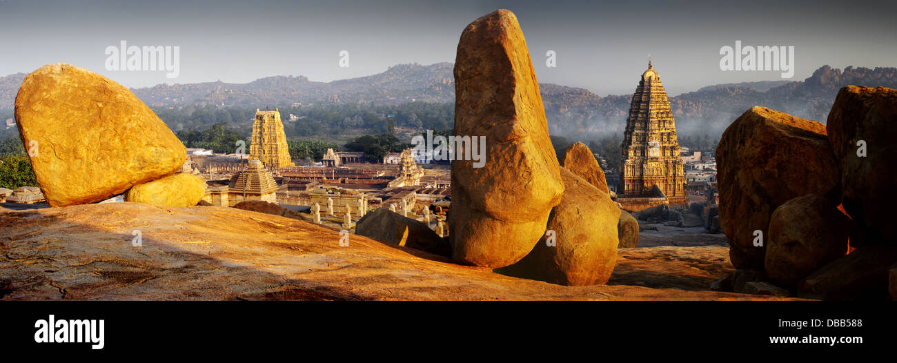 panoramic of Hampi at sunset Stock Photo - Alamy