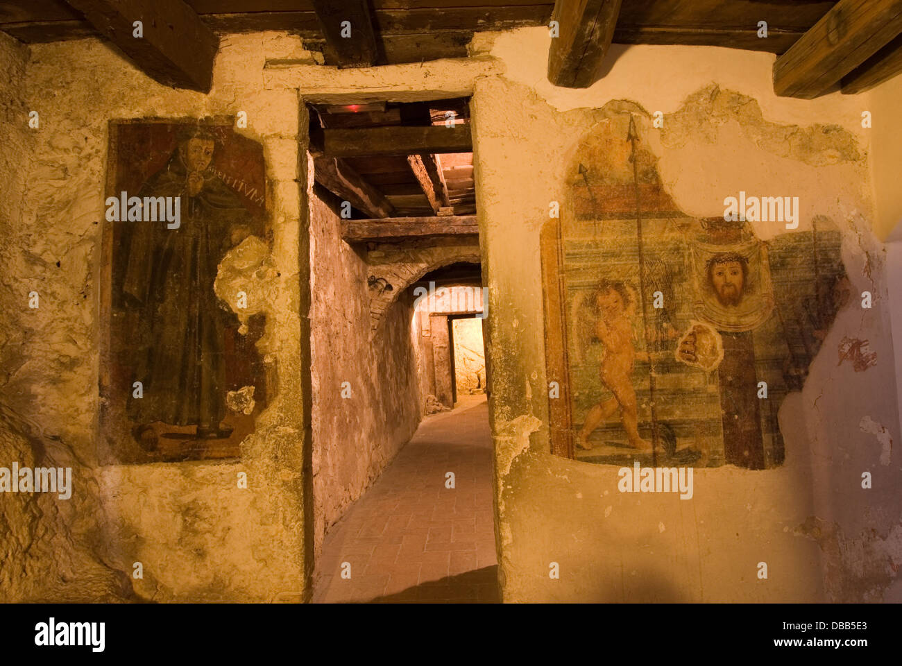 Nativity scene cave. Greccio St. Francis of Assisi Sanctuary, Rieti ...