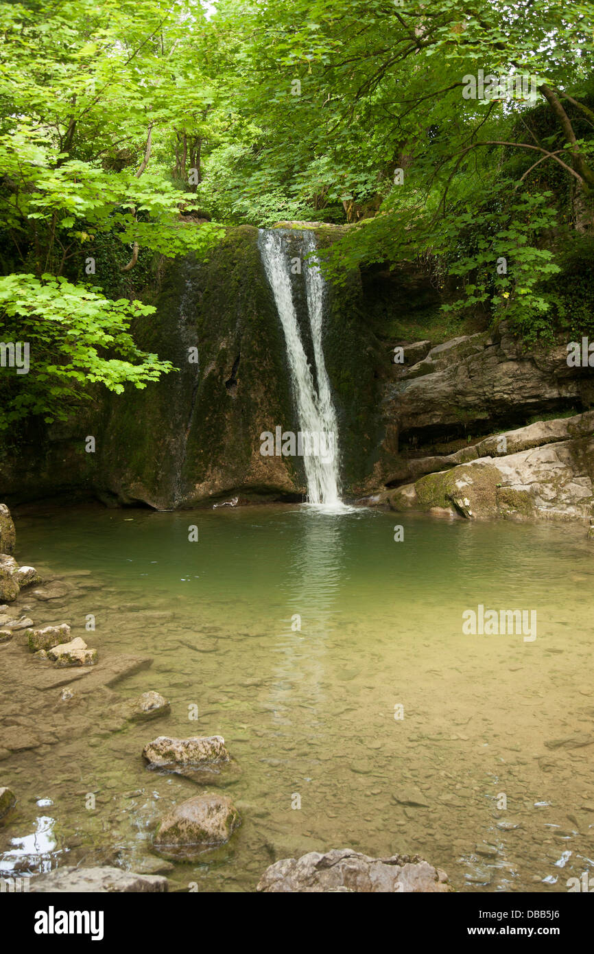 Janet's Foss waterfall in summer Stock Photo - Alamy