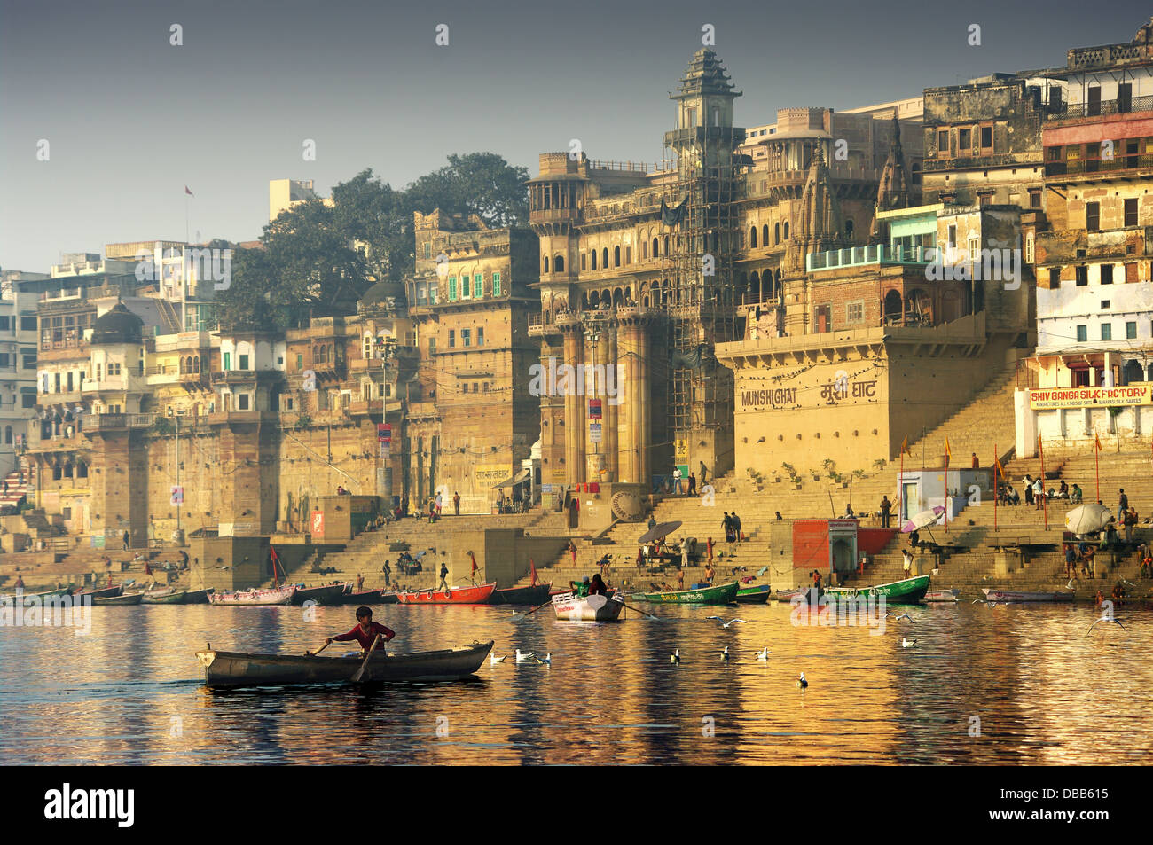 on the river Ganges in Varanasi Stock Photo - Alamy
