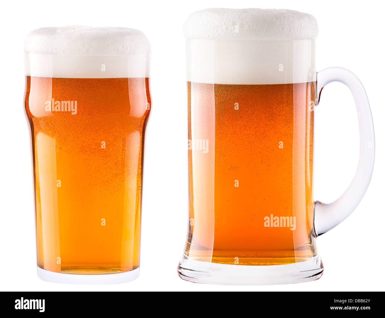 Frosty fresh beer with foam isolated background Stock Photo - Alamy