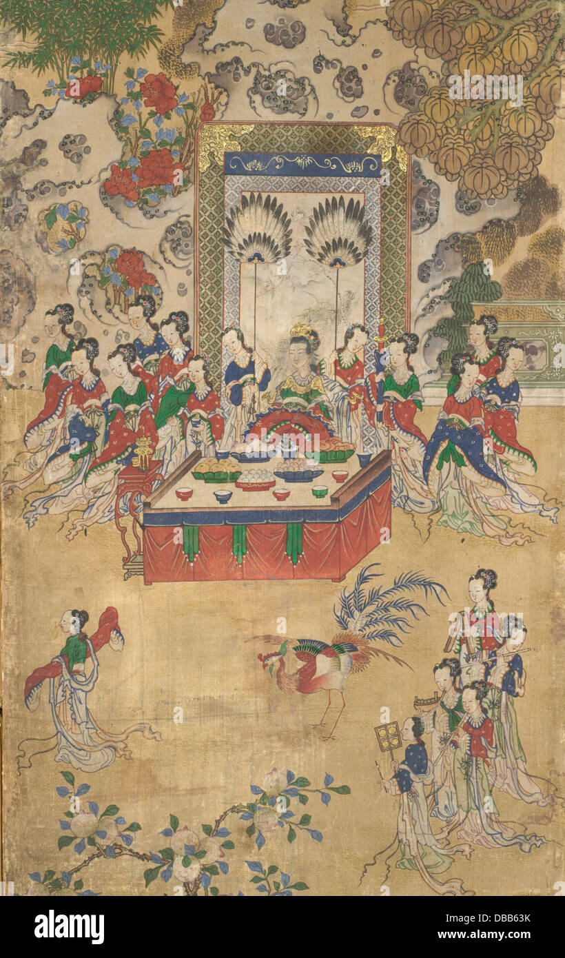 This artwork represents 'The Banquet of Seowangmo,' depicting the Queen ...