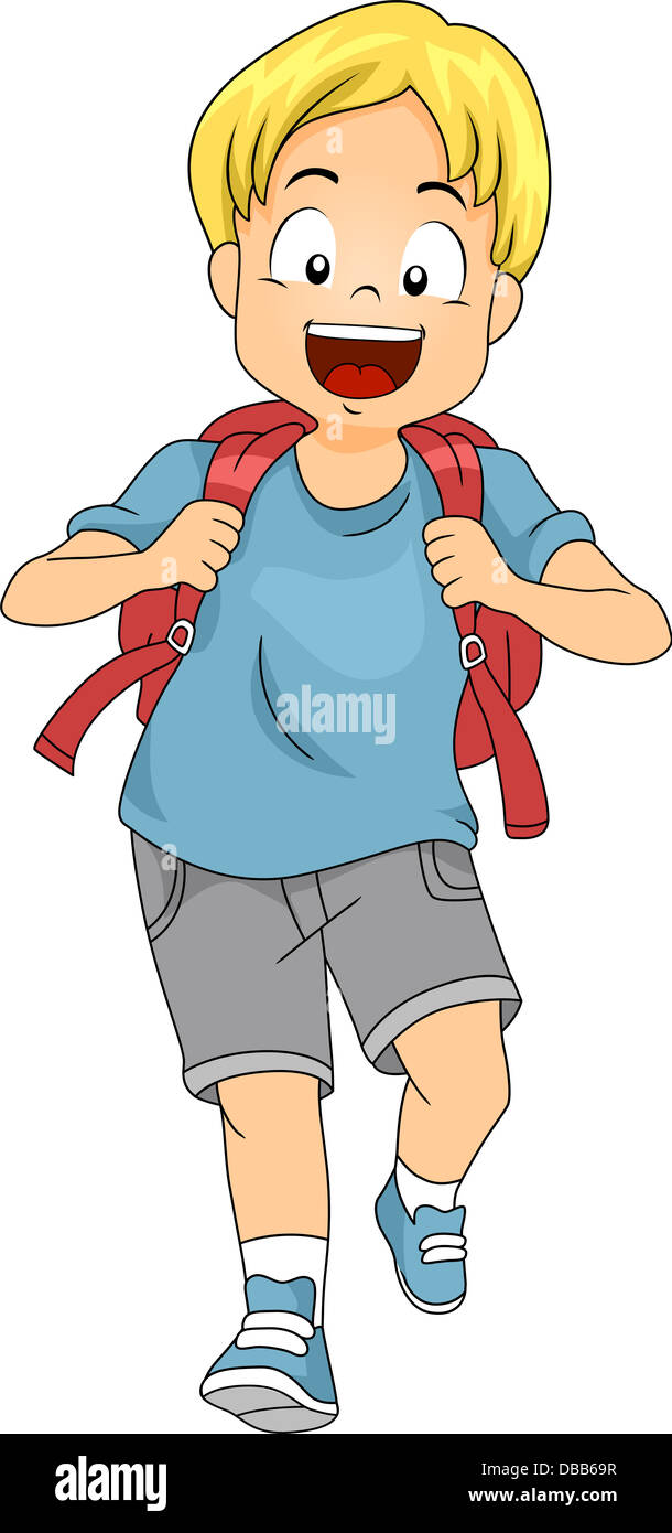 Illustration of Little Kid Boy Student Carrying a Backpack Stock Photo ...