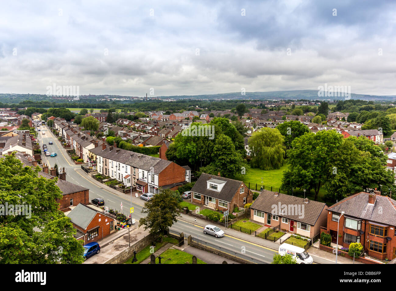 Ariel View of main street in village Stock Photo - Alamy