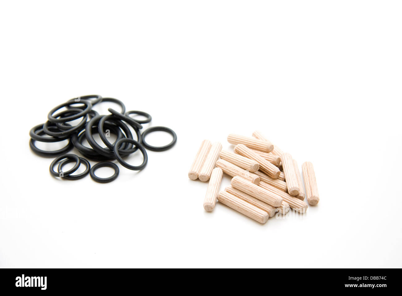 Wooden dowel and poetry rings Stock Photo - Alamy