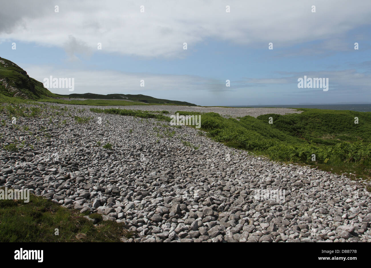 Raised beach at shore of Loch Tarbert Isle of Jura Scotland July 2013 ...