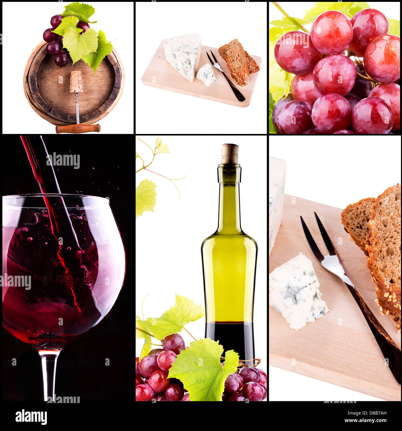 wine collage with barrel, bottle, wineglasses, grape Stock Photo - Alamy