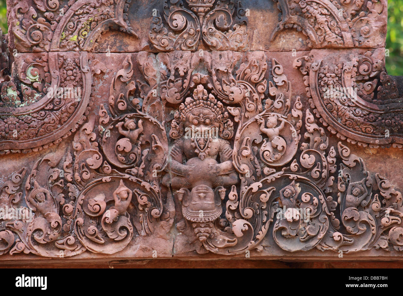 There are a lot of bas-relief on the wall of building at Banteay srei ...