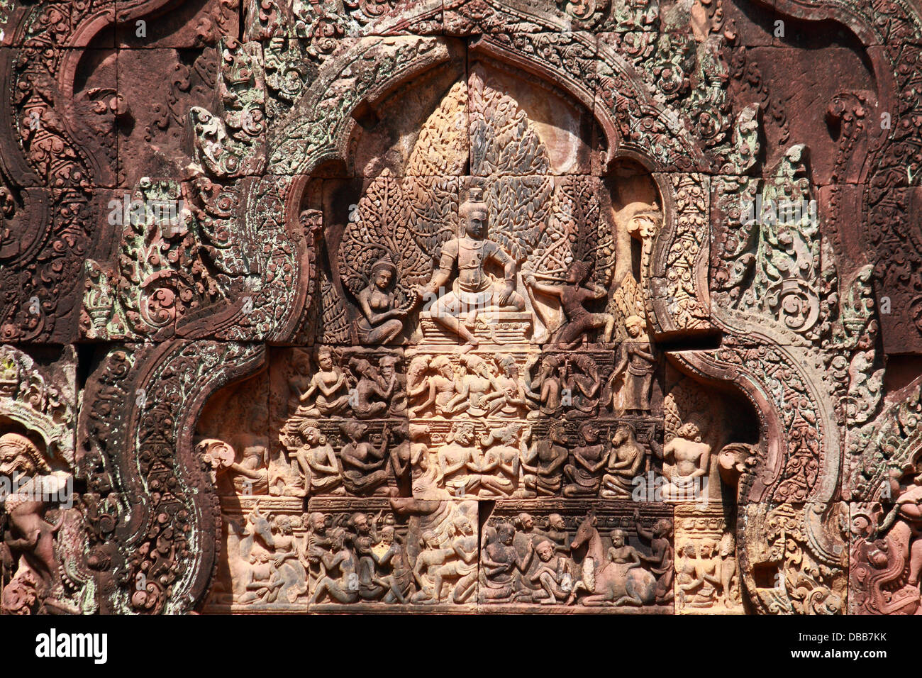 There are a lot of bas-relief on the wall of building at Banteay srei ...