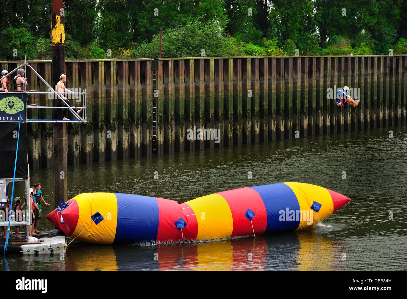 A man jumps from a blob Stock Photo - Alamy