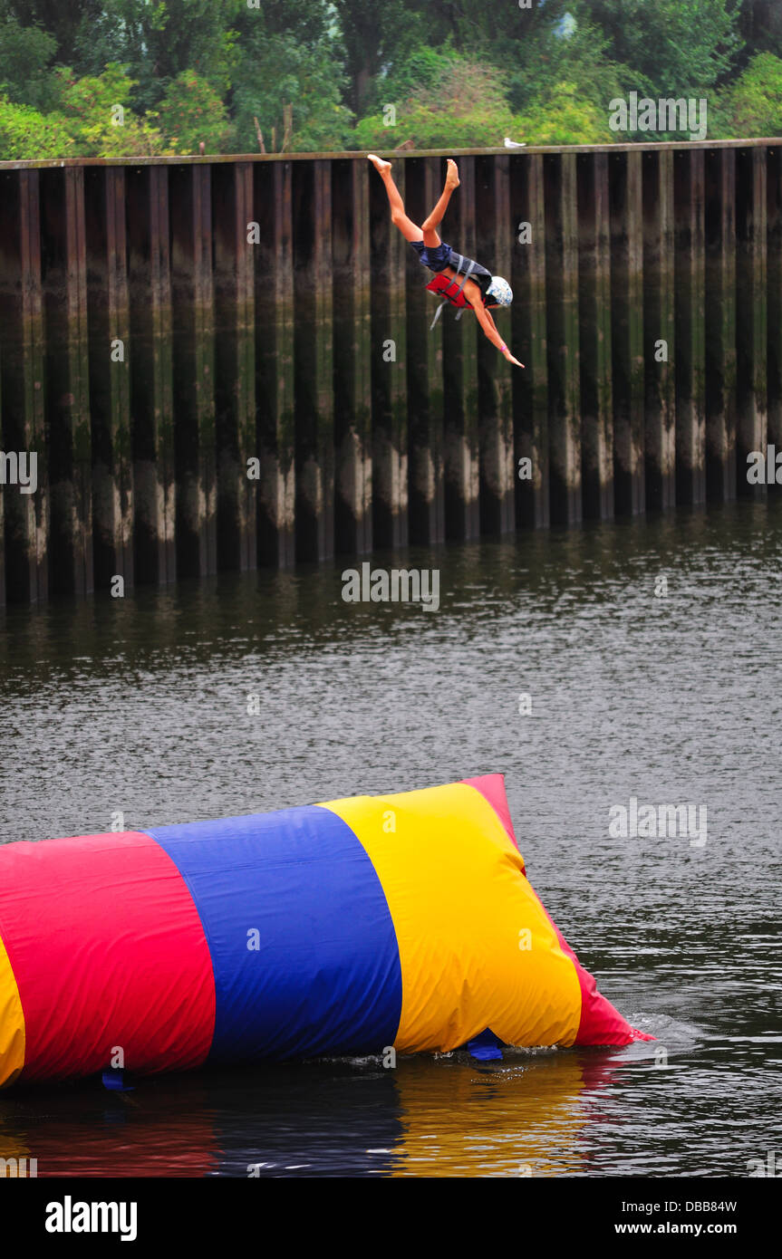 A man jumps from a blob Stock Photo - Alamy