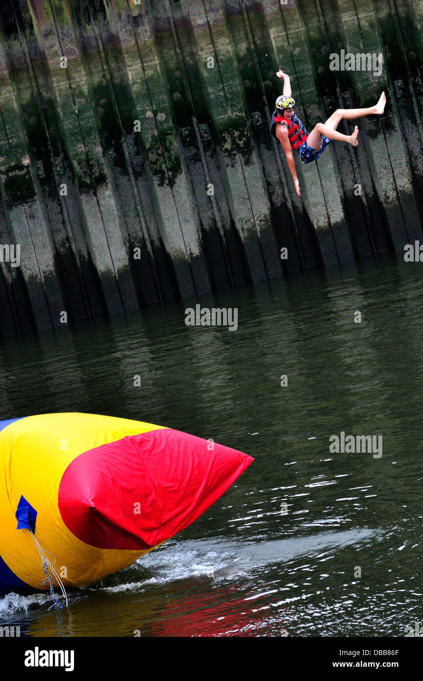 A man jumps from a blob Stock Photo - Alamy