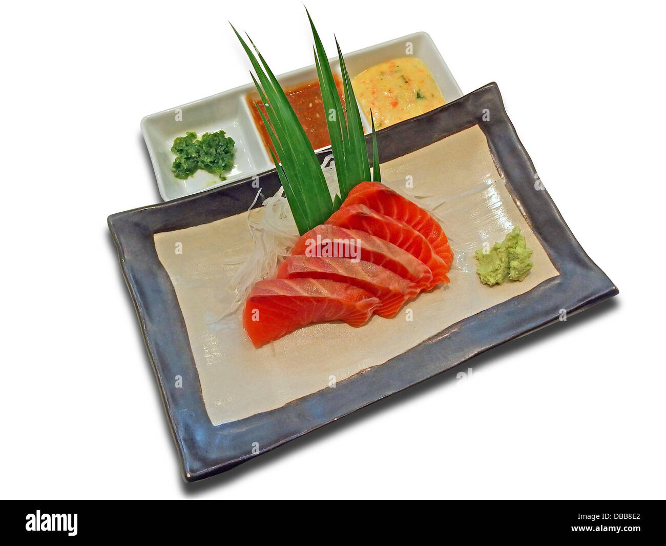 Sliced raw fatty salmon (Salmon sashimi Stock Photo - Alamy