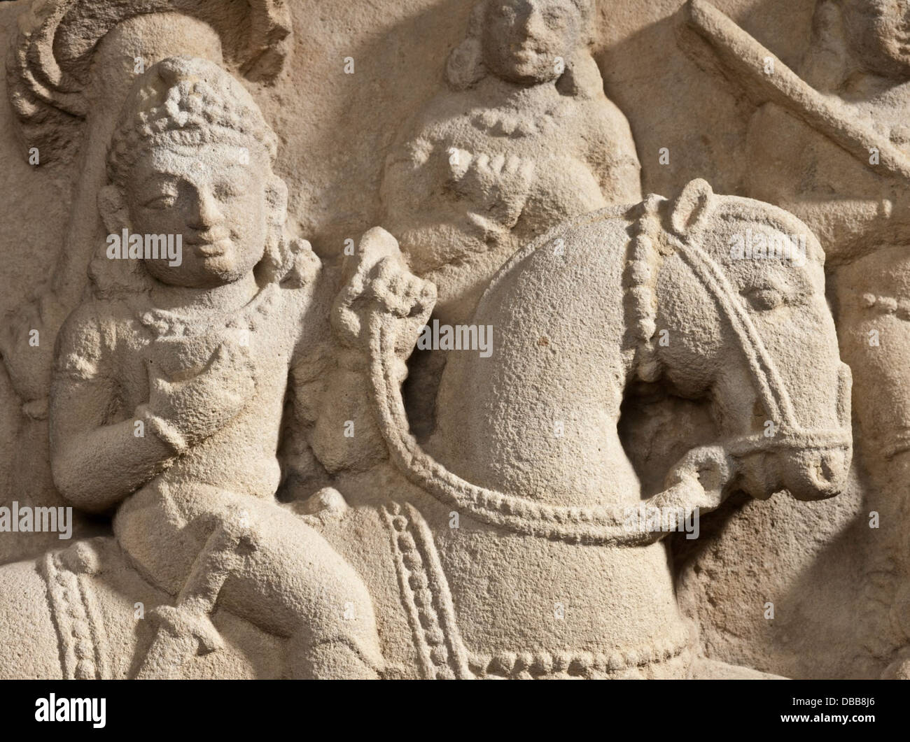 This artwork depicts the Hindu god Revanta, accompanied by his ...